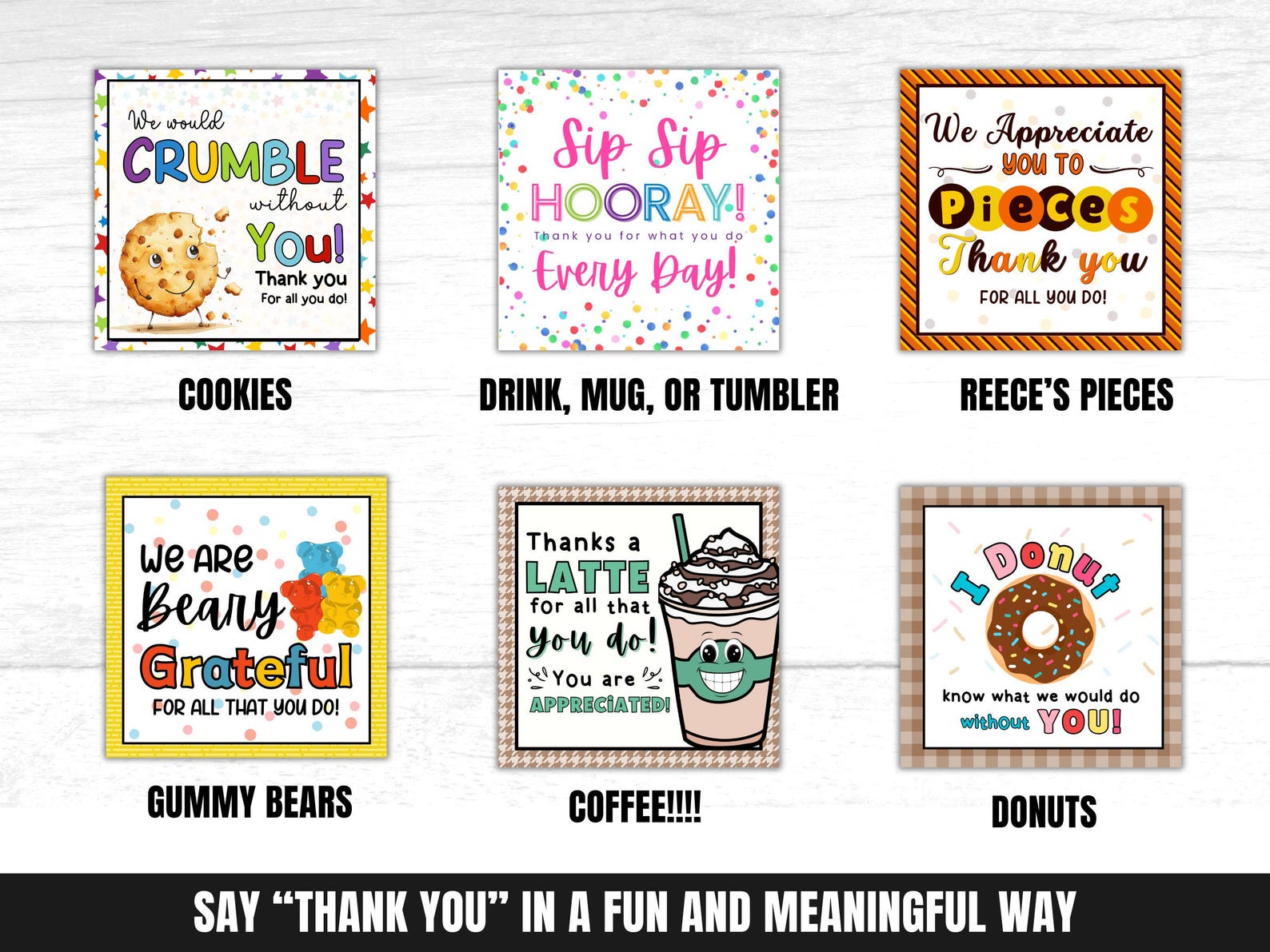 Employee Appreciation Candy Tags Bundle Employee Snack Tag Volunteer ...