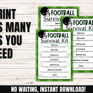 Football Survival Kit Gift Tags Printable Football Team Tags Football ...