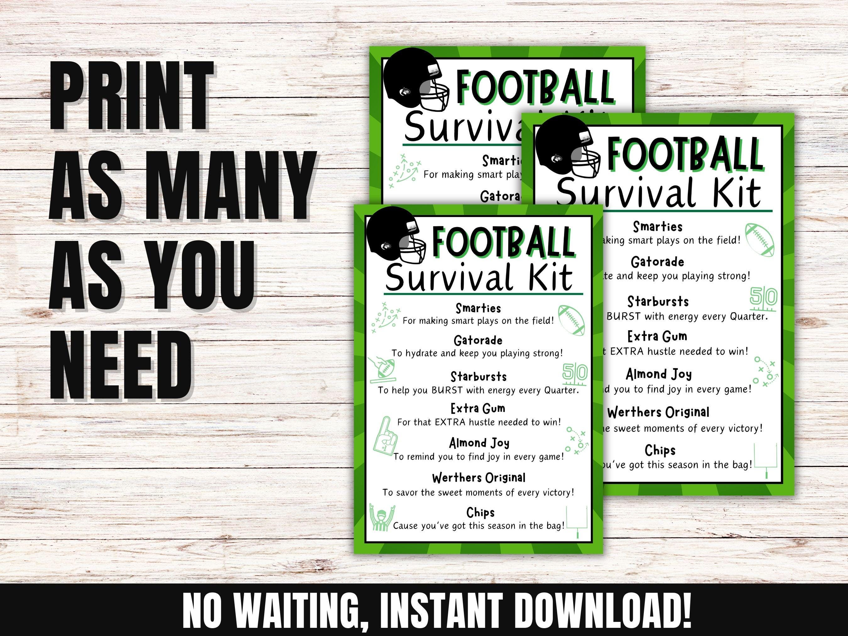 Football Survival Kit Gift Tags Printable Football Team Tags Football ...