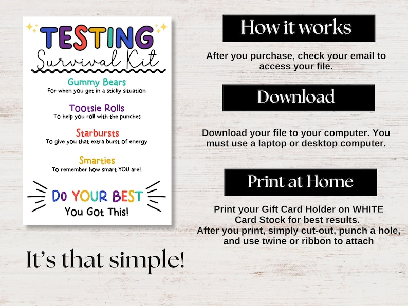 Testing Survival Kit Tags Student Encouragement Testing Classroom Treat ...