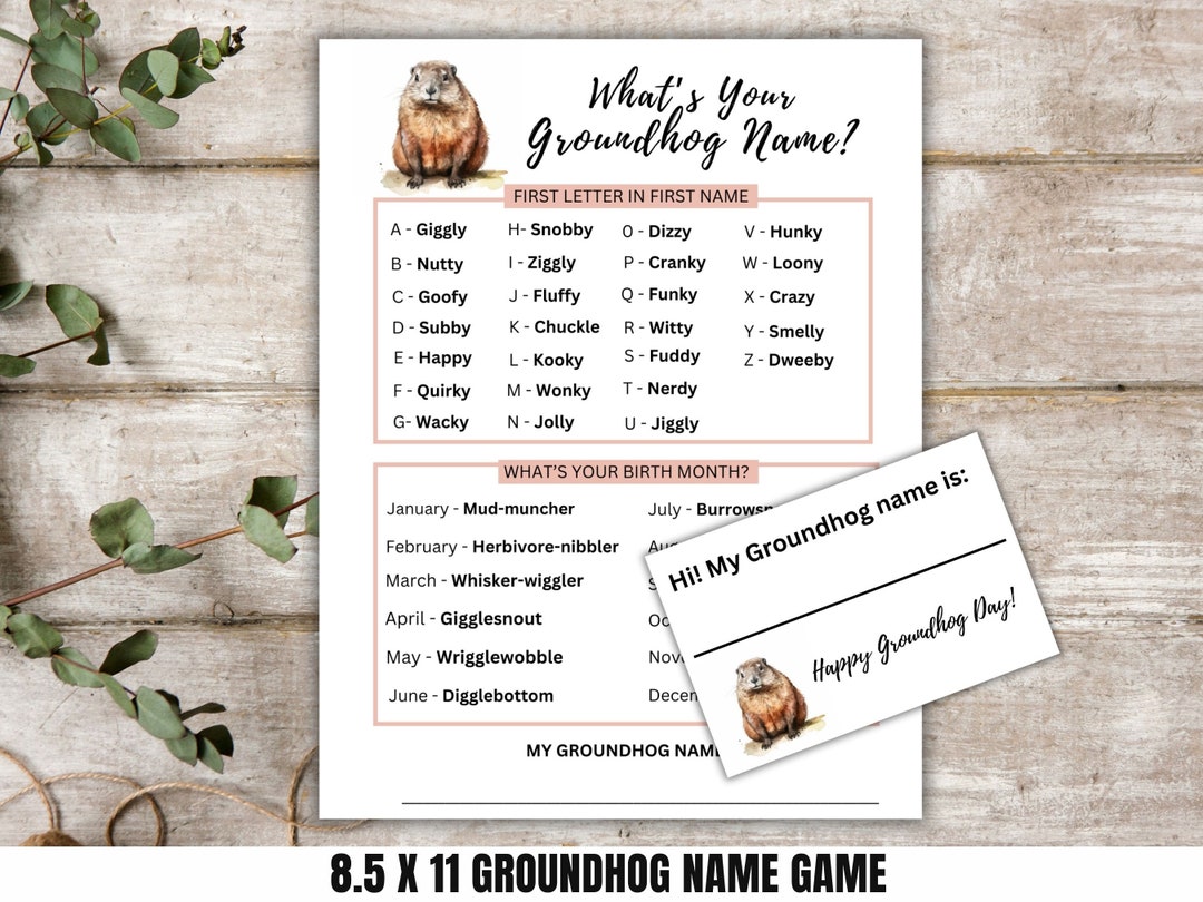 Groundhog Day Name Game Printable, Funny Activity and Game for ...