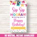 Sip Sip Hooray Birthday Gift Tag Printable Sip Sip Hooray Happy ...