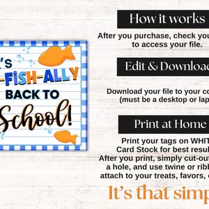Back to School Goldfish Snack Tag Printable First Day of School Gift ...