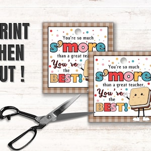 Smores Teacher Tag Teacher Smore Appreciation Tag Printable Smore Tag ...