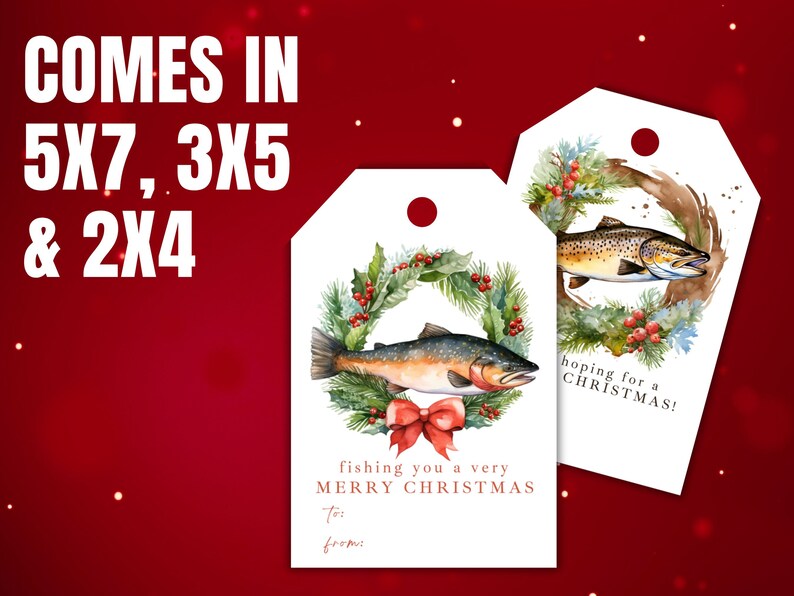 Christmas Gift Tags for Fisherman, Fish Christmas Gift Tags, Fishmas ...
