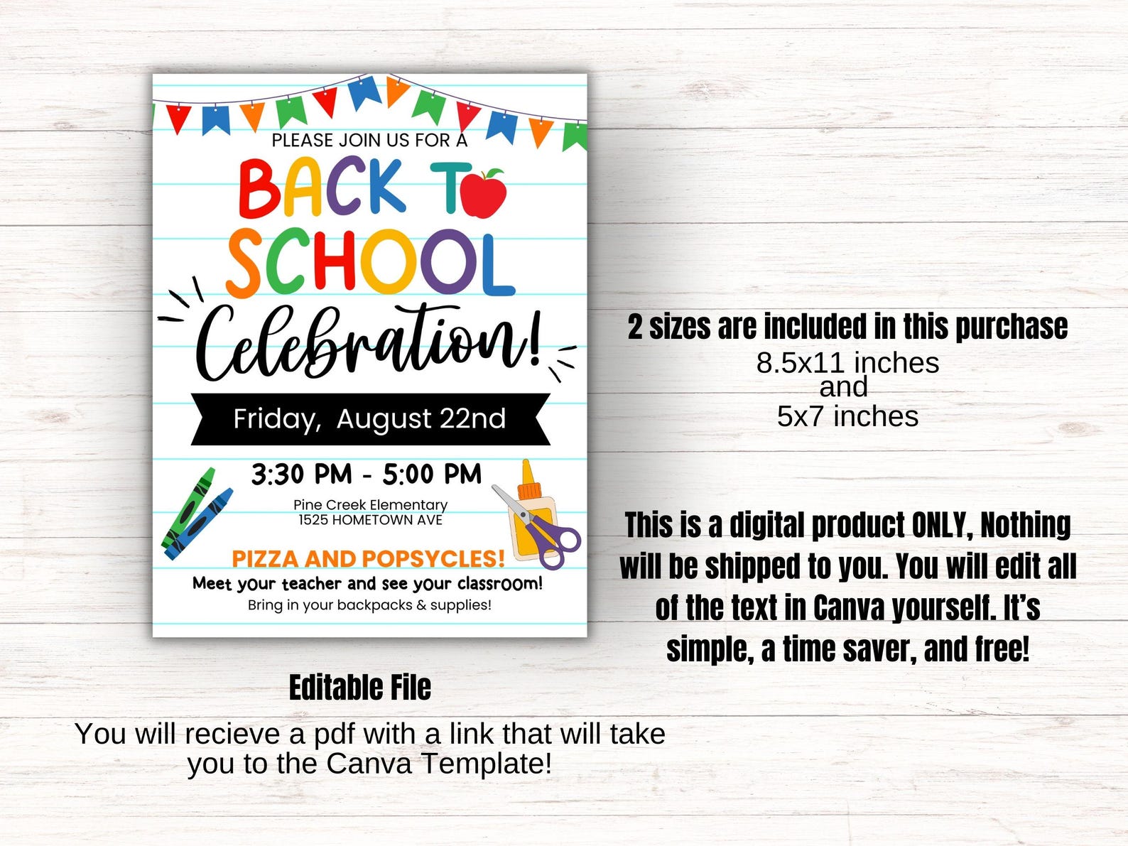 Editable Back-to-school Flyer Canva Template for Schools & Teachers ...