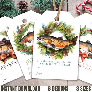 Christmas Gift Tags for Fisherman, Fish Christmas Gift Tags, Fishmas ...