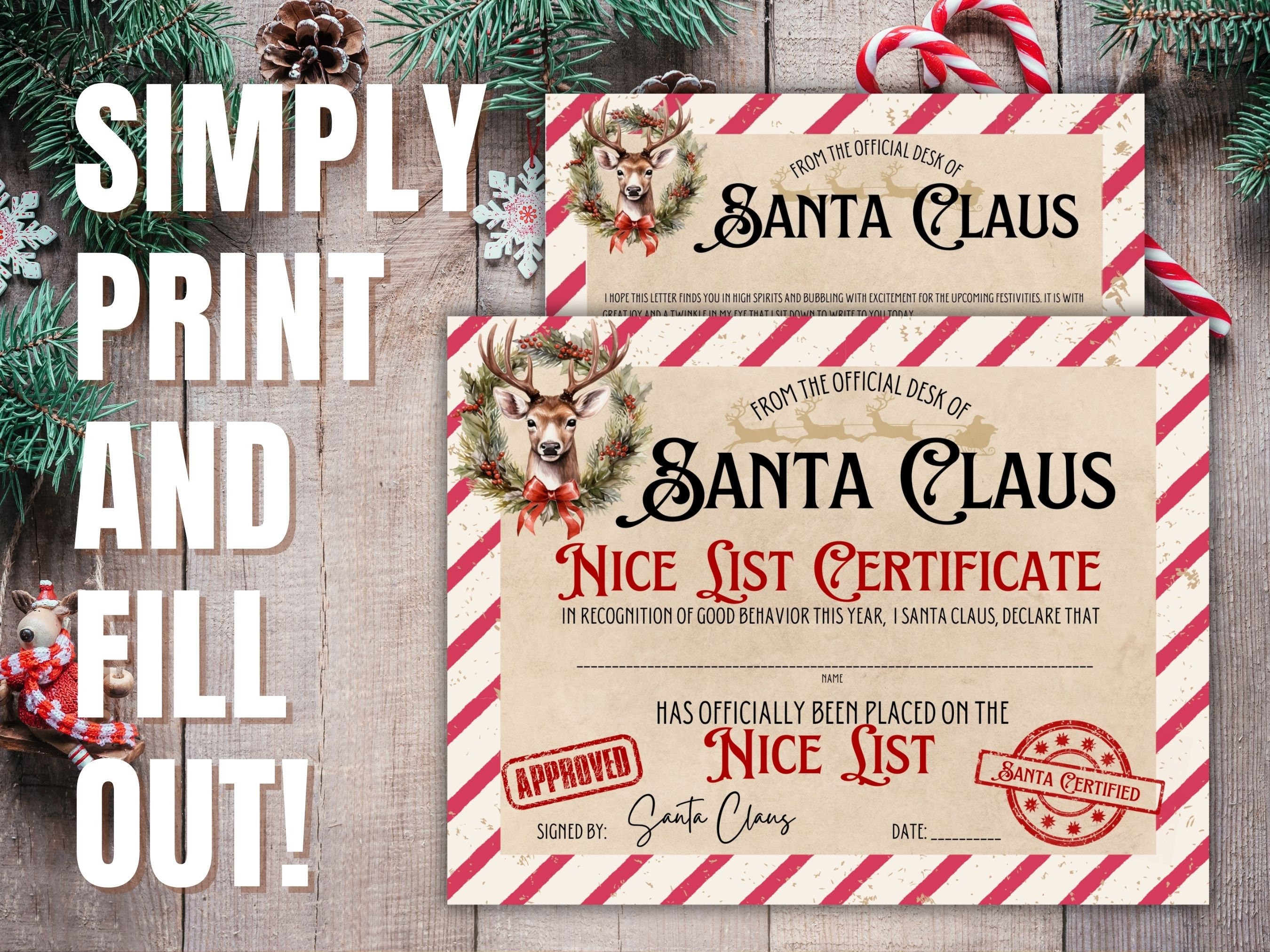 Official Letter From Santa Claus Nice List Certificate, Bundle North ...