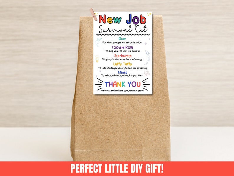 New Employee Survival Kit Printable Employee Welcome Gift New Job ...