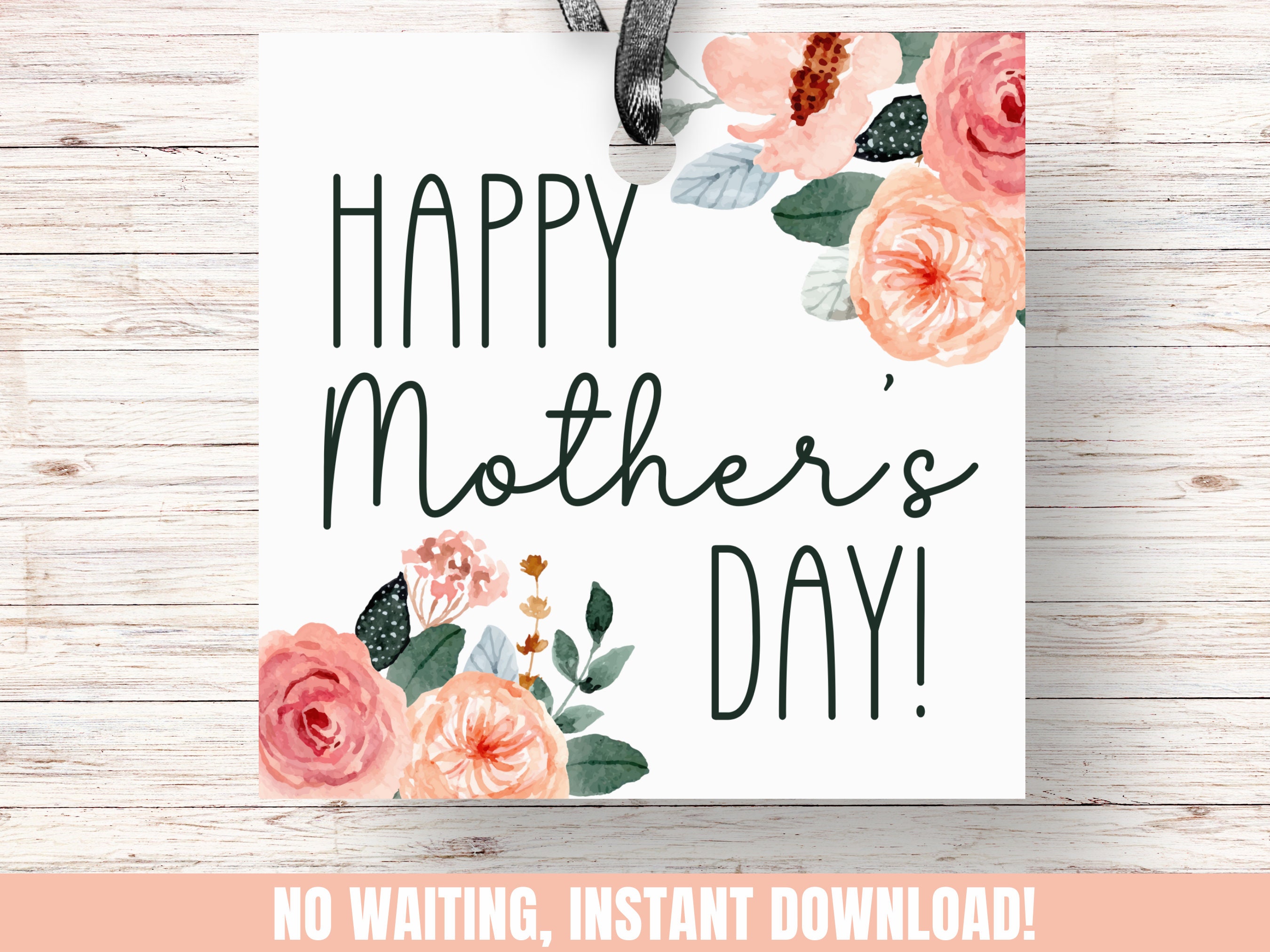 Printable Gift Tag Instant Download Mother's Happy Mother's Day Card ...