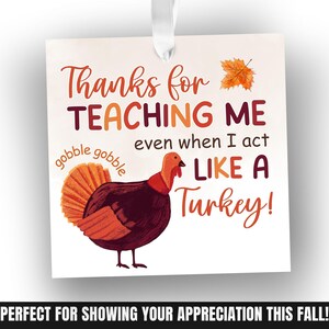 Thanksgiving Teacher Gift Tags Thankful for You Teacher Tag Turkey ...