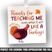 Thanksgiving Teacher Gift Tags Thankful for You Teacher Tag Turkey ...