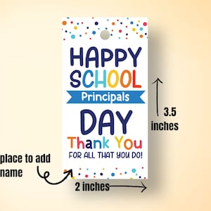 School Principals Day Gift Tag Printable Principal Thank You Tag ...