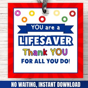 Lifesaver Teacher Appreciation Tag Printable Candy Employee ...