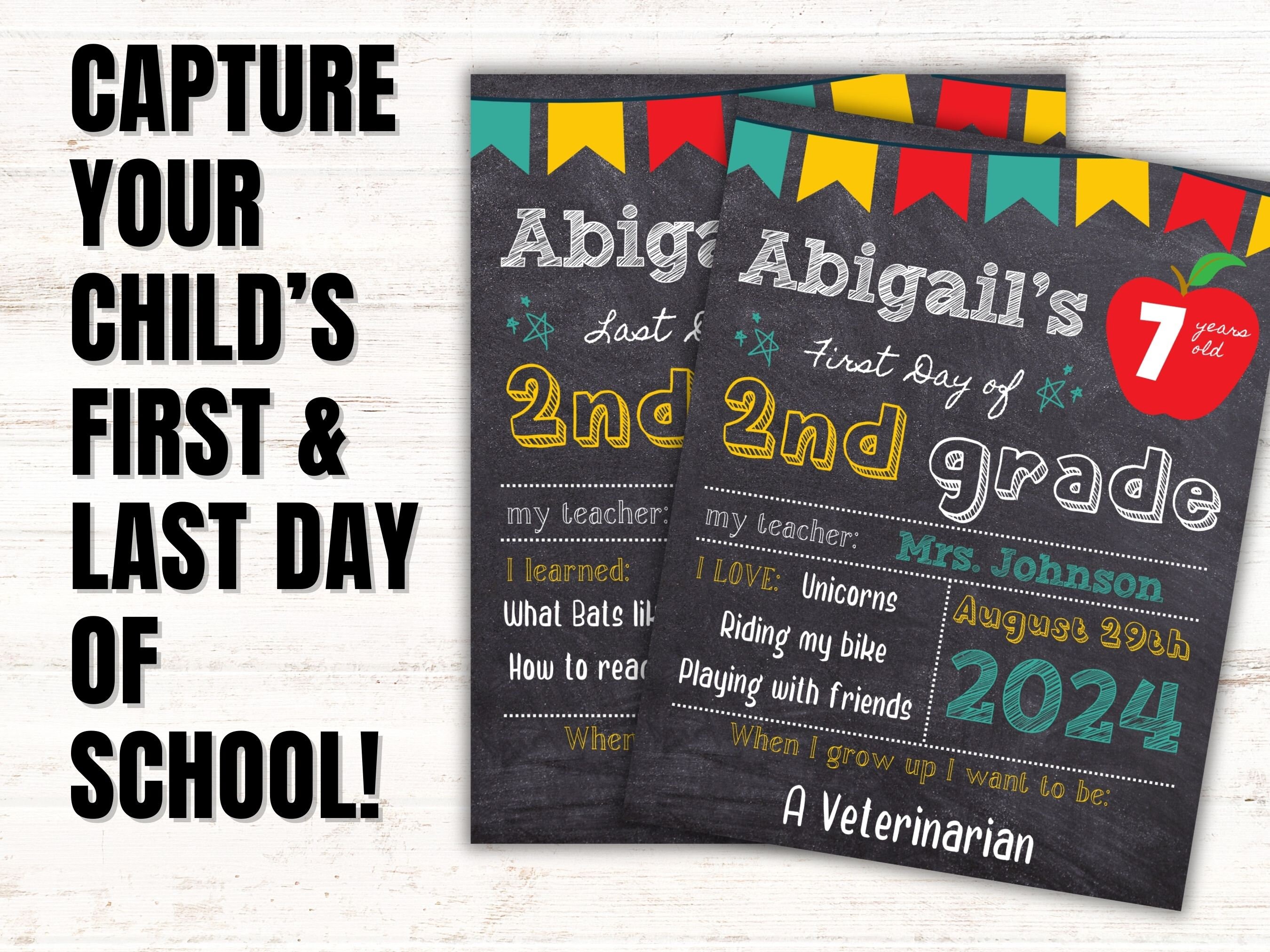 Editable Fist and Last Day of School Photo Prop Signs First Day of ...