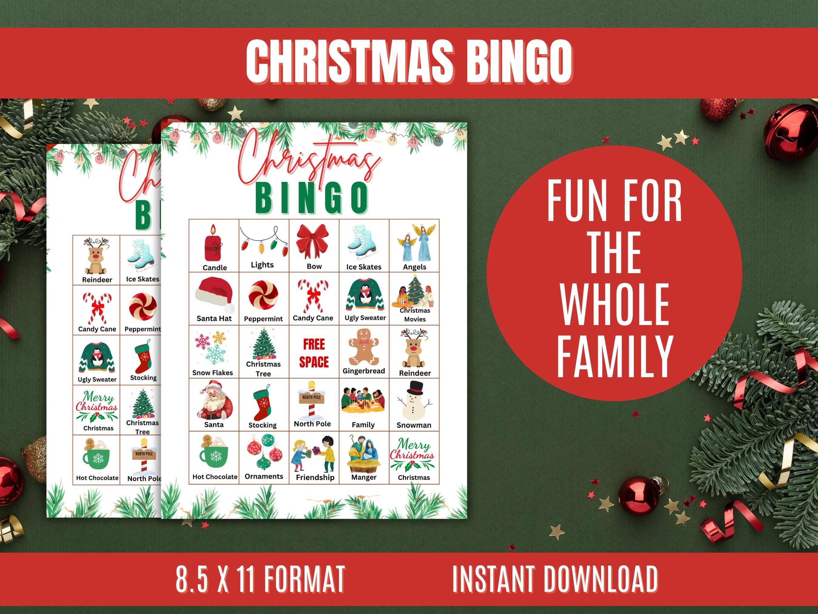 Christmas Bingo Printable, Christmas Family Fun, Christmas Game ...