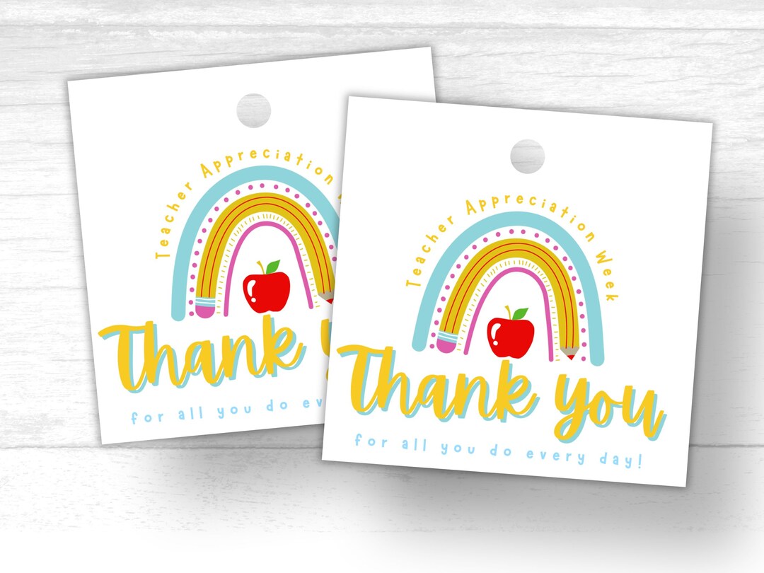 Teacher Appreciation Week Gift Tags, Printable Gift Tag for Teacher ...