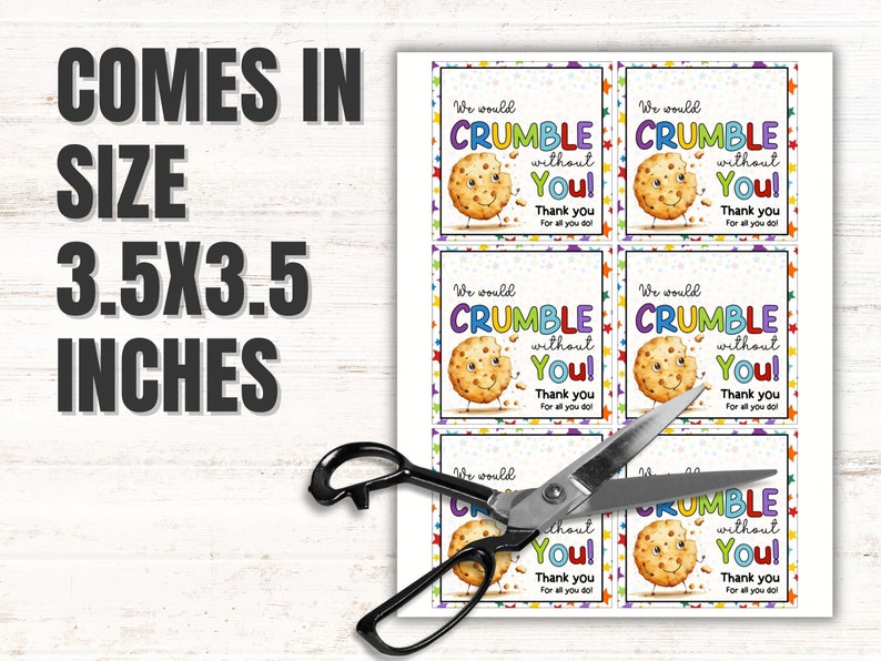 Cookie Gift Tag Teacher Appreciation Cookie Crumble Employee ...