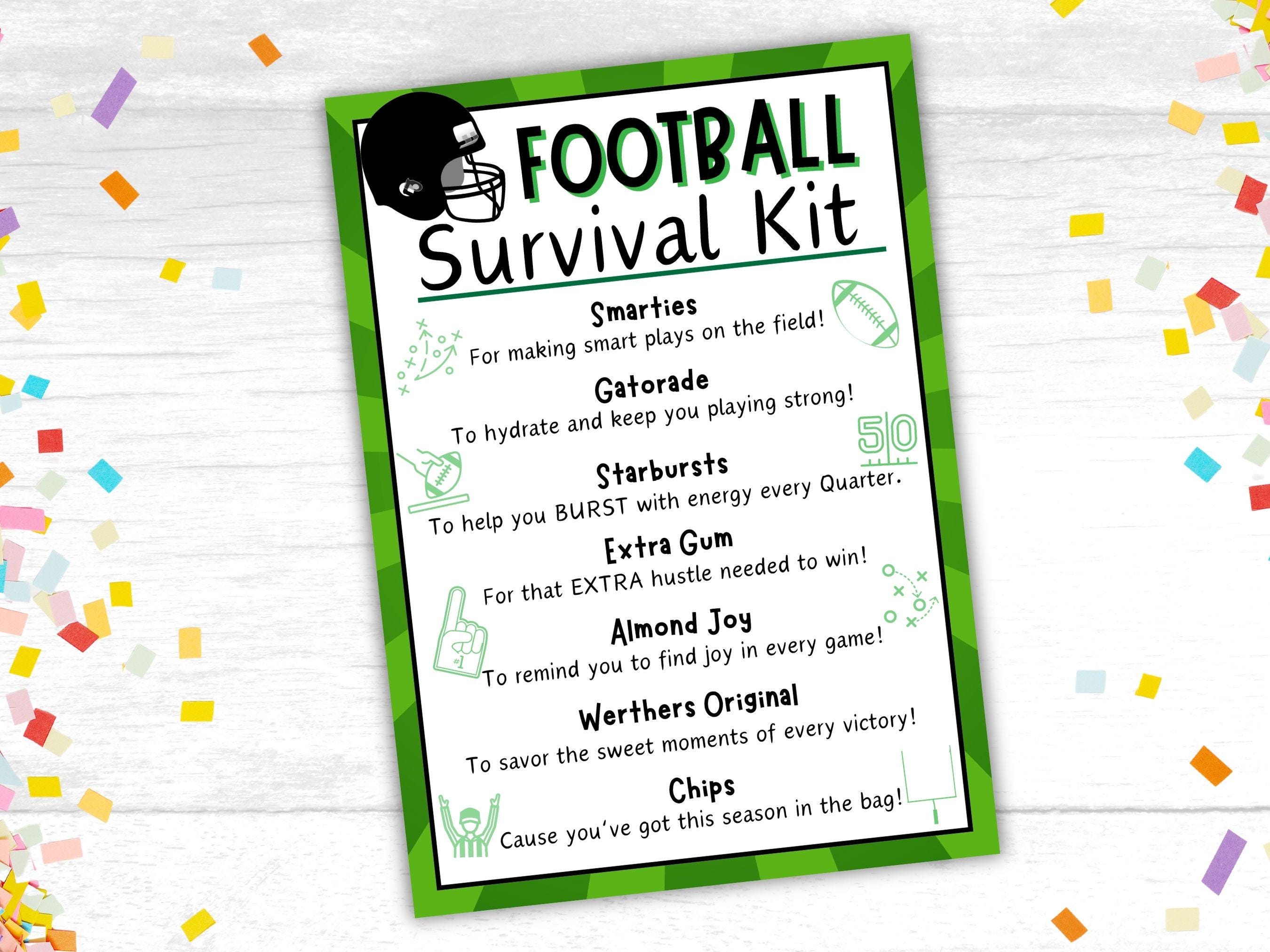 Football Survival Kit Gift Tags Printable Football Team Tags Football ...