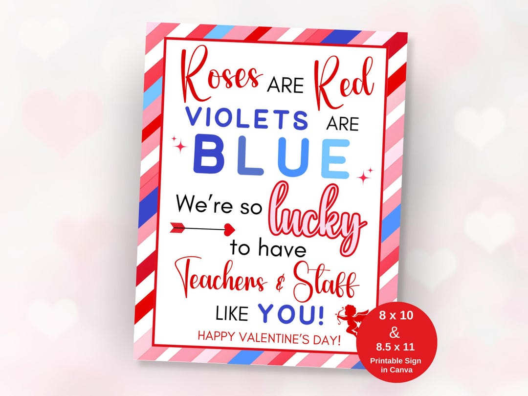 Valentine Teacher & Staff Appreciation Sign Printable Teacher Display ...