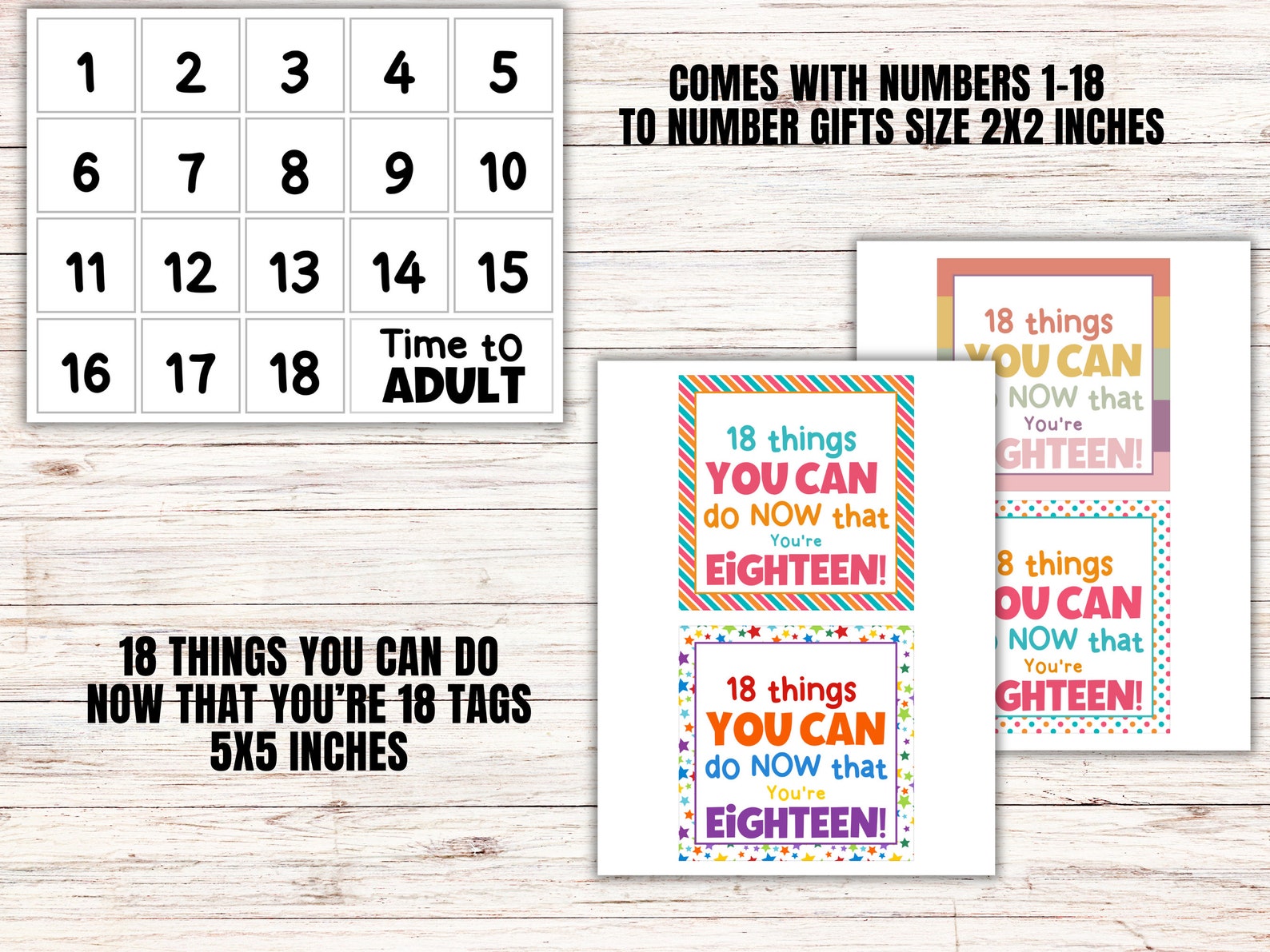 18th Birthday Gift Tag Set 18 Things You Can Do When You Are 18 Gift Tags Printable Gift Tags ...
