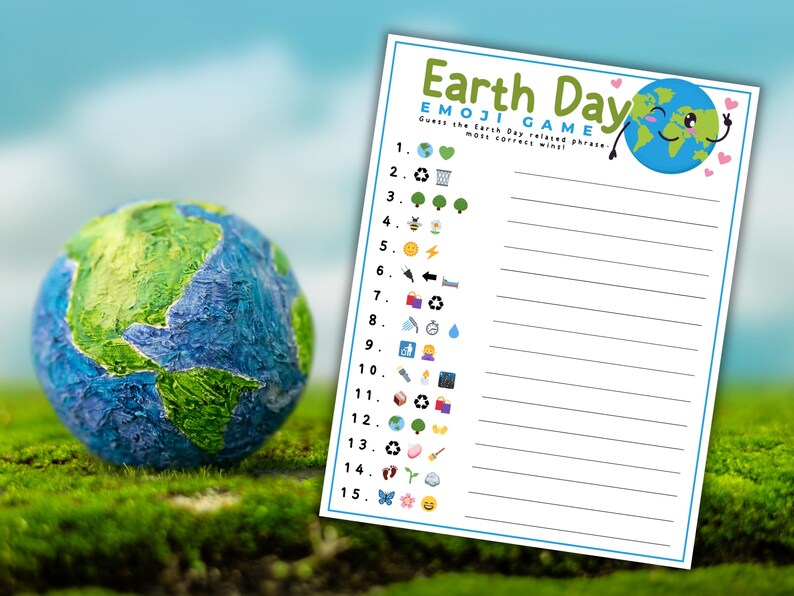 Earth Day Emoji Games Printable Fun Classroom Earth Day Activity for ...