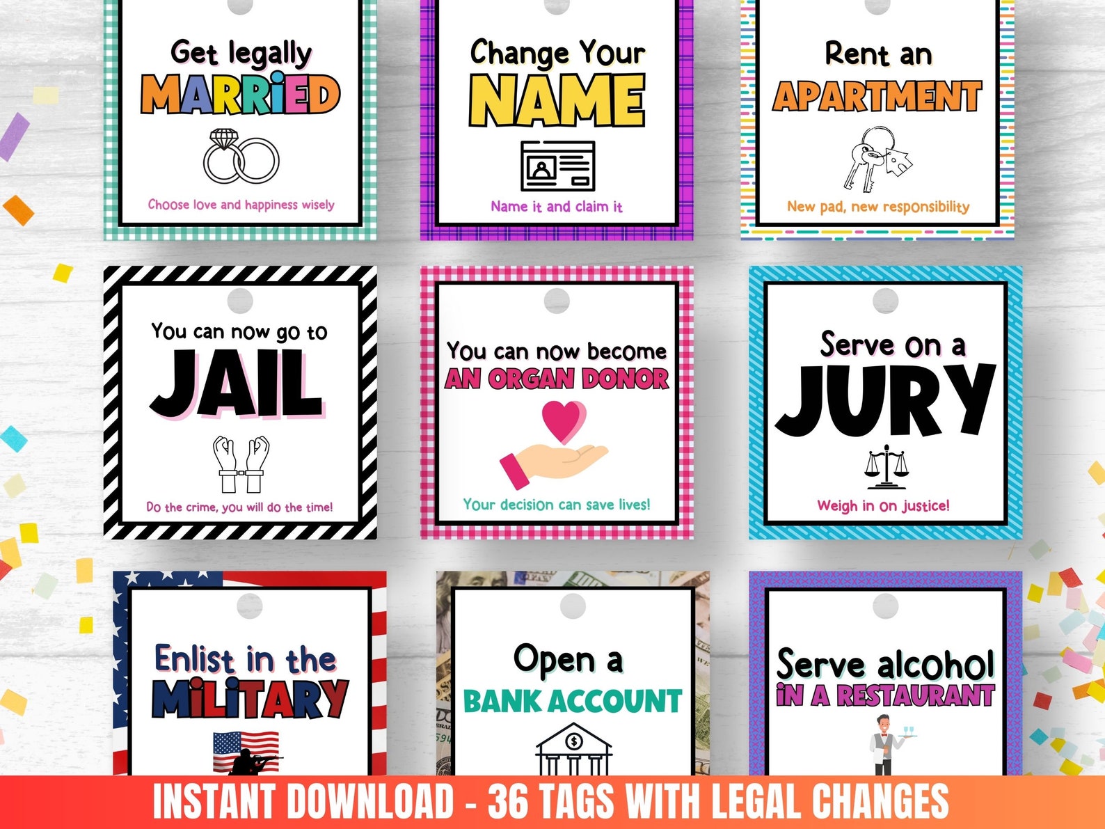 18th Birthday Gift Tag Set 18 Things You Can Do When You Are 18 Gift ...