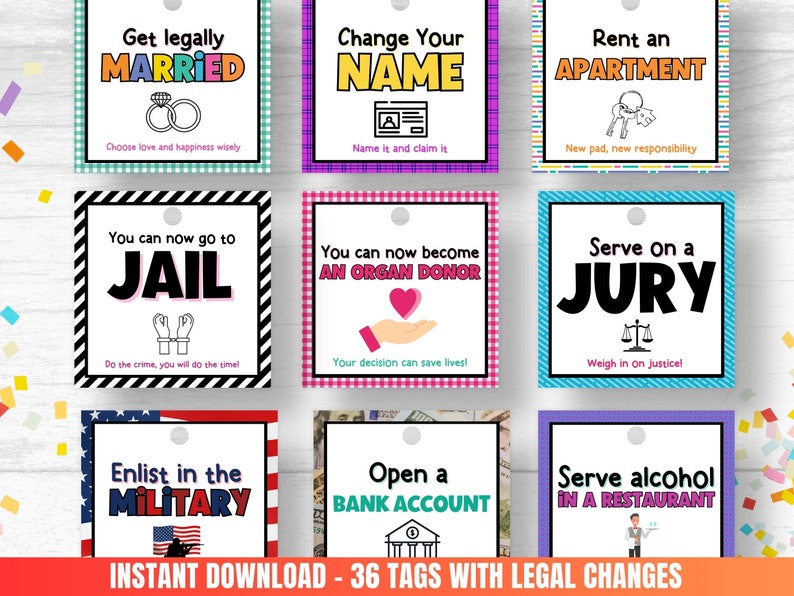 18th Birthday Gift Tag Set 18 Things You Can Do When You Are 18 Gift ...