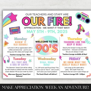 90's Theme Teacher Appreciation Week Theme Ideas Editable Teacher ...