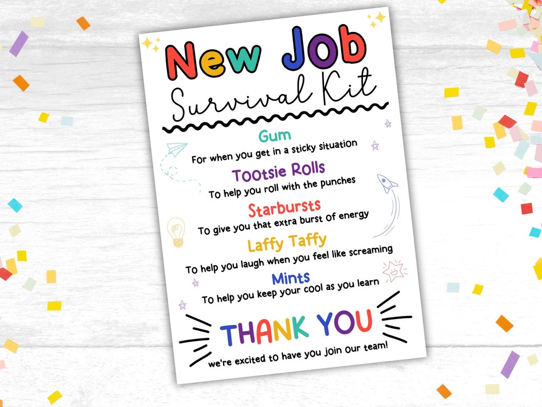New Employee Survival Kit Printable Employee Welcome Gift New Job ...