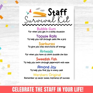 Staff Survival Kit Gift Tags Staff Appreciation Survival Kit Printable ...