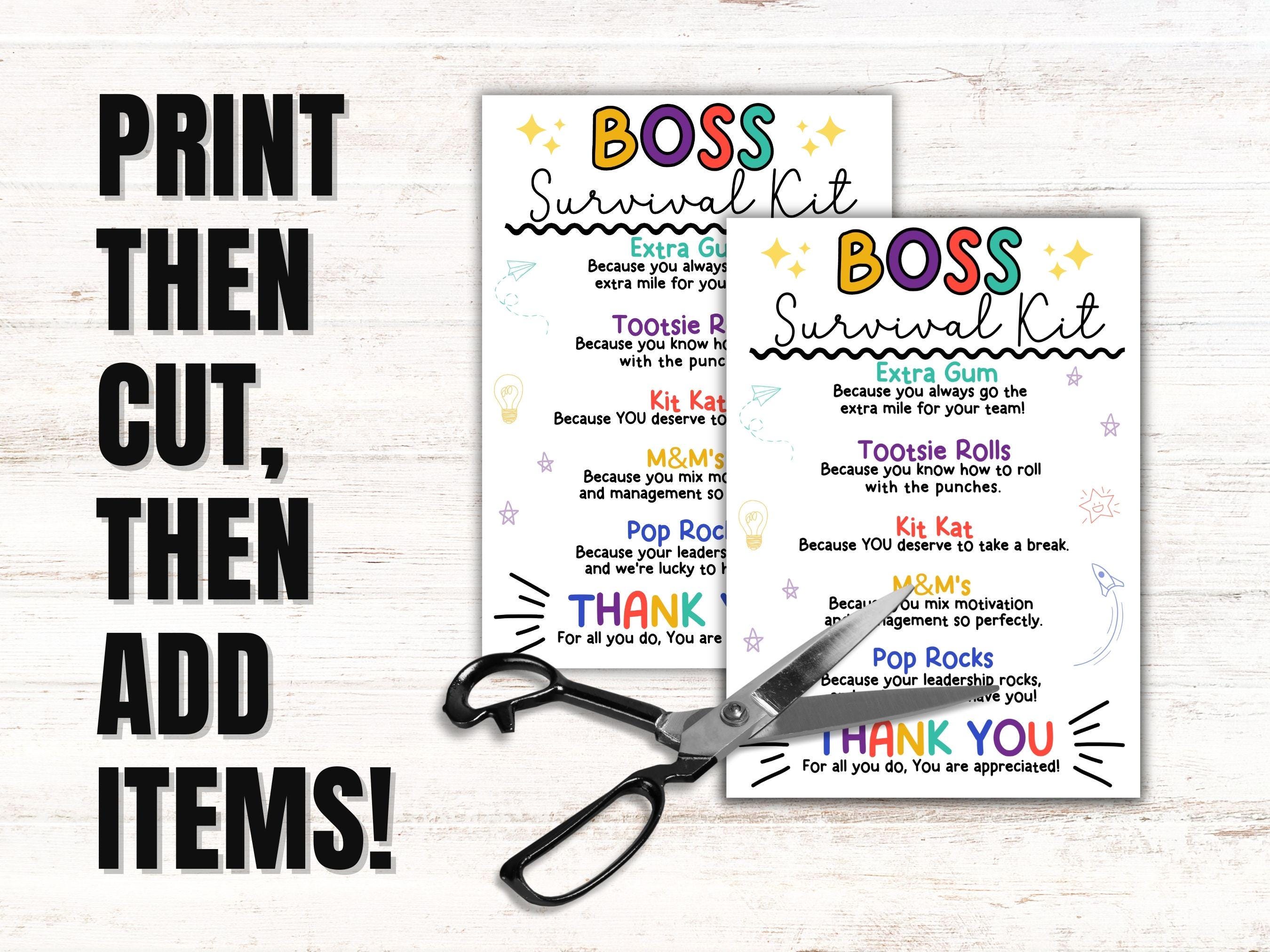 Boss Survival Kit Gift Tag Printable Survival Kit DIY Boss Gift ...