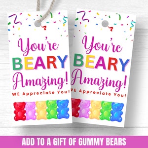 Gummy Bear Appreciation Candy Gift Tag Gift Tag for Employee ...