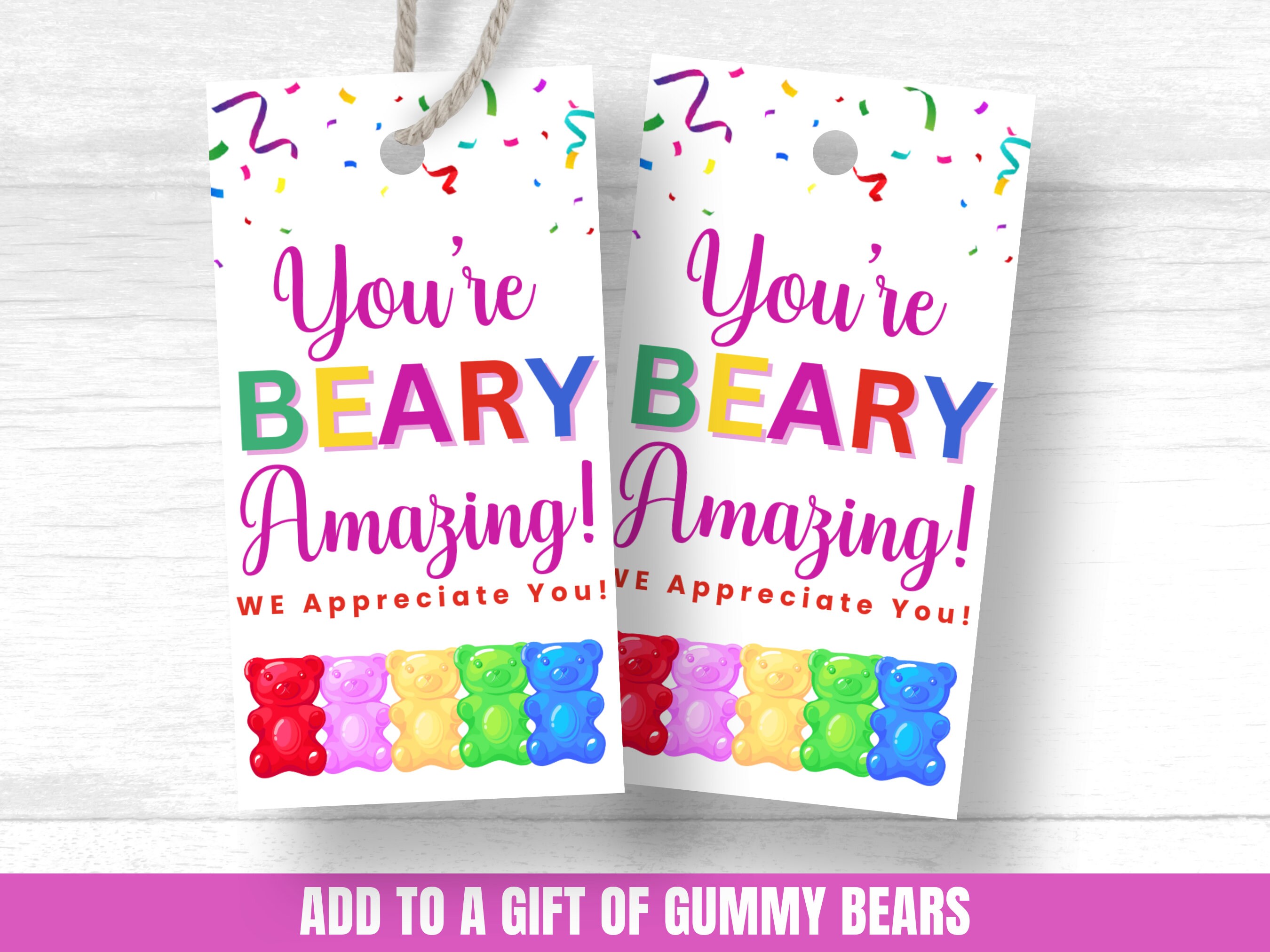 Gummy Bear Appreciation Candy Gift Tag Gift Tag for Employee ...