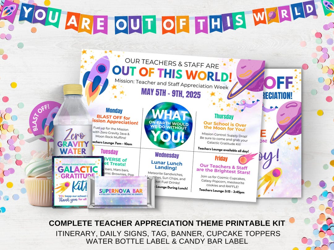 Teacher Appreciation Week Bundle Theme Ideas Editable Teacher Itinerary ...