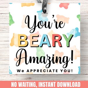 Gummy Bear Appreciation Candy Gift Tag Gift Tag for Employee ...