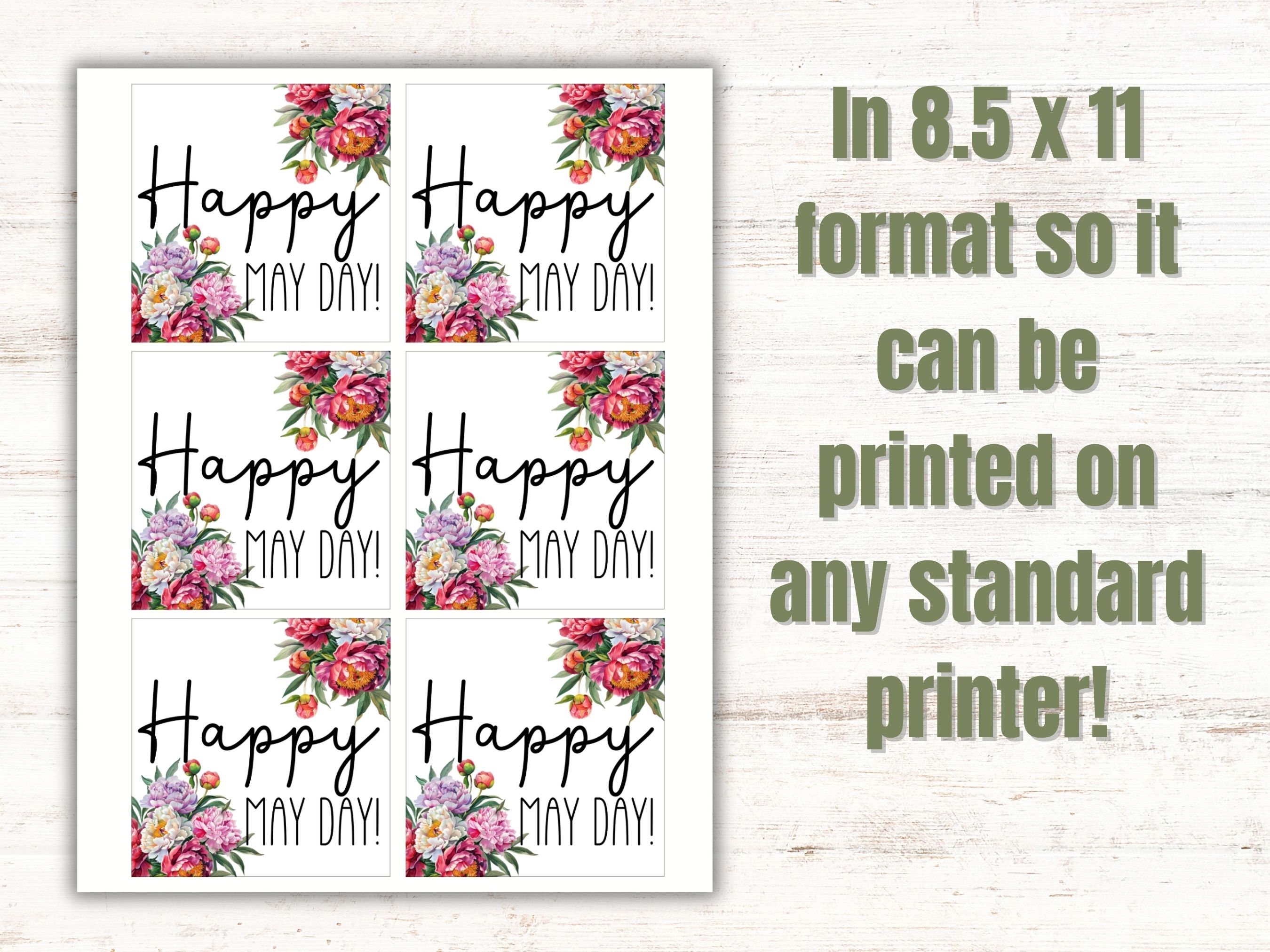 May Day Gift Tags Printable May Day Flower Tags Happy May Day Favor ...