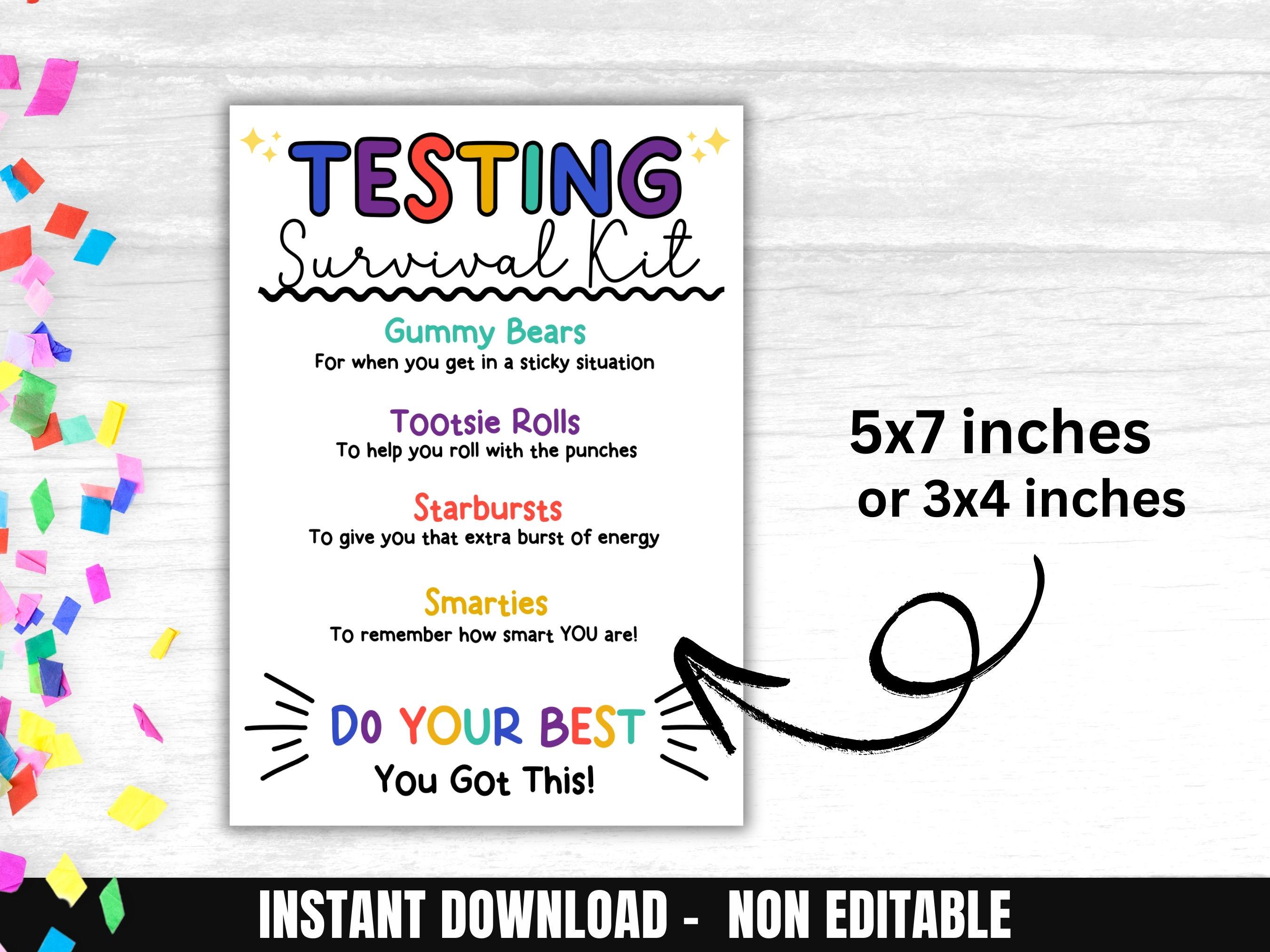 Testing Survival Kit Tags Student Encouragement Testing Classroom Treat ...