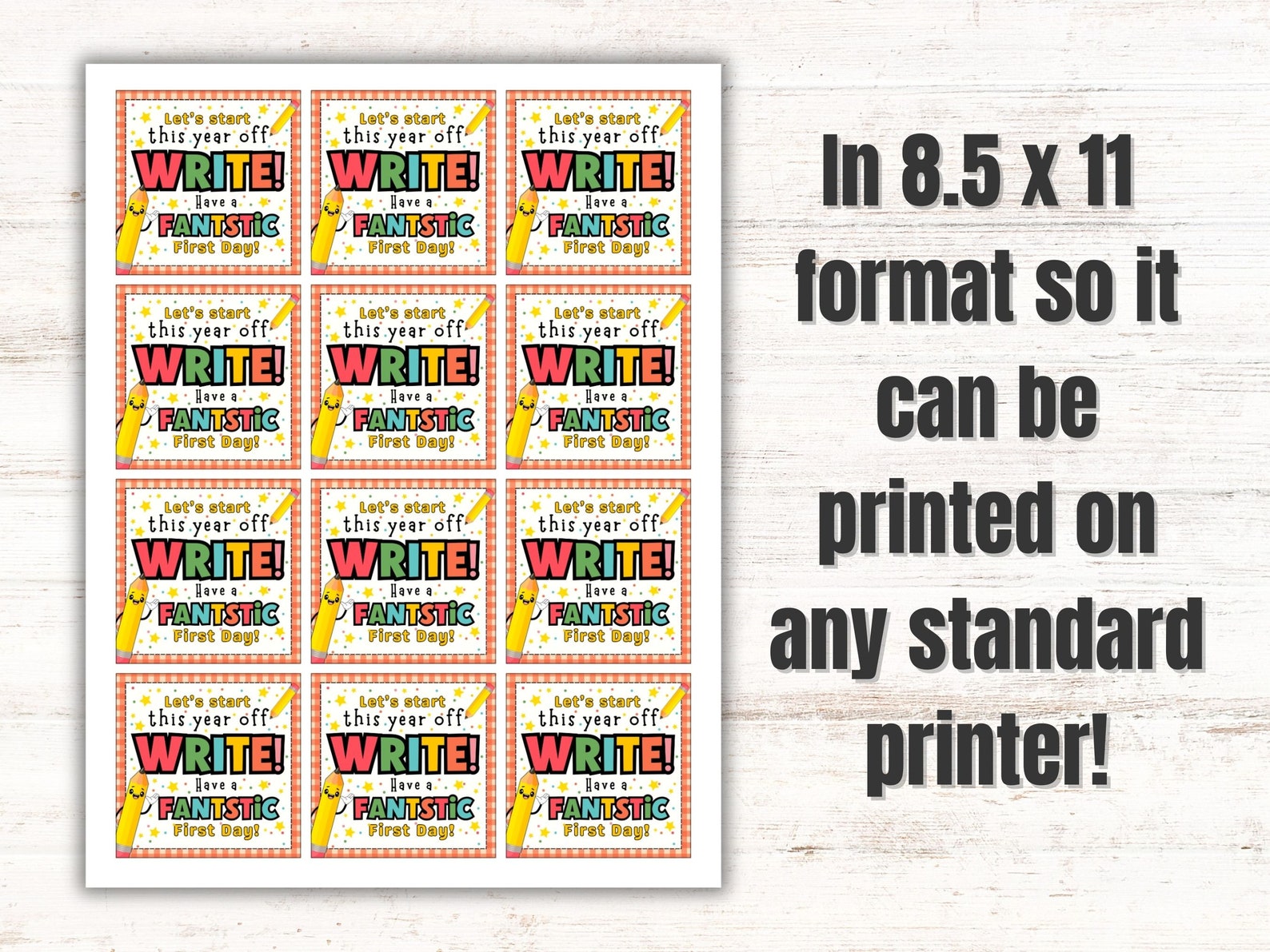 Back to School Gift Tags for Pencils Printable First Day of School ...