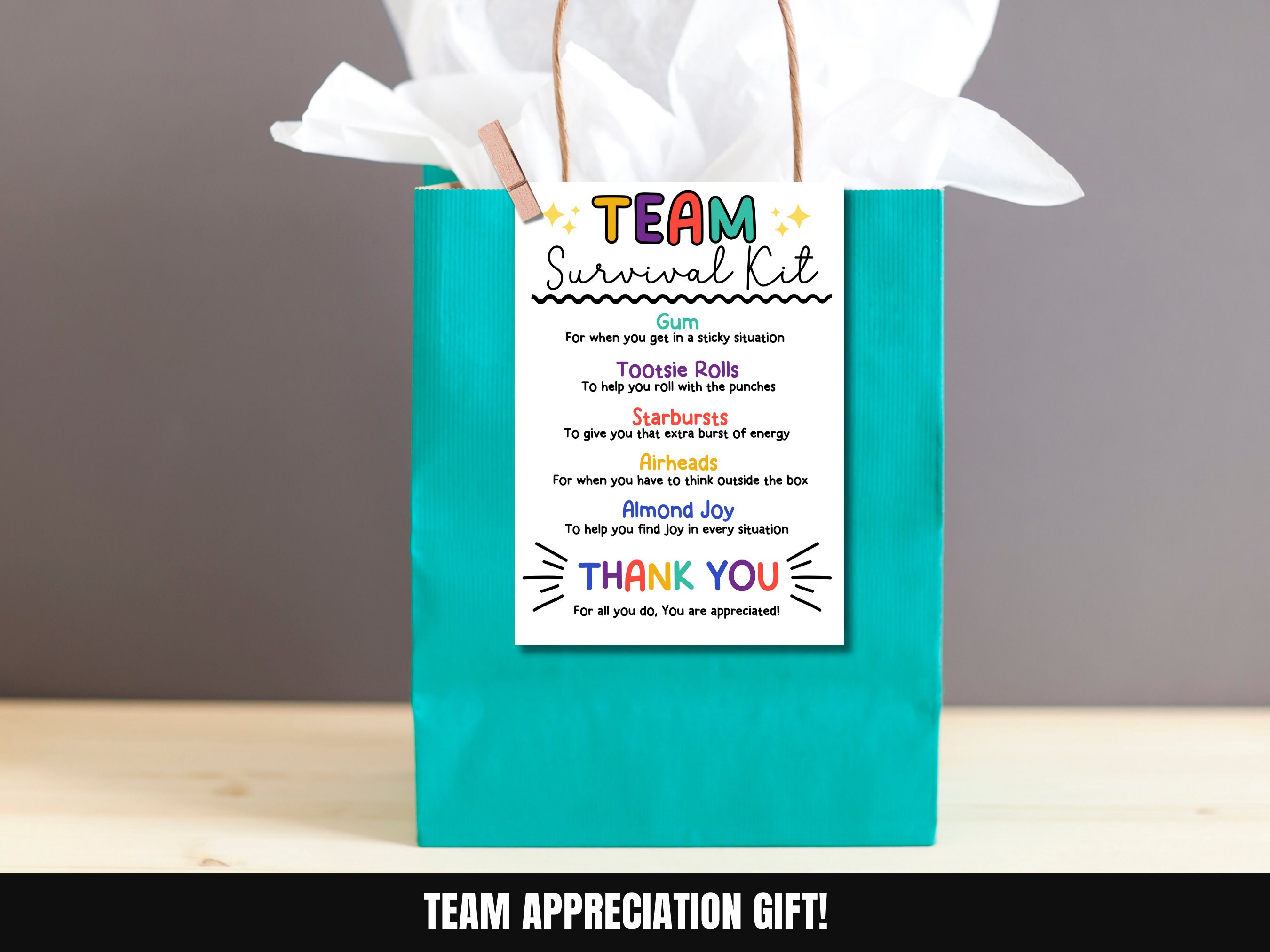Team Survival Kit Gift Tags Printable Employee Welcome Gift Survival ...