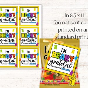 Teacher Appreciation Candy Bar Tags Thankful for You Teacher Candy ...