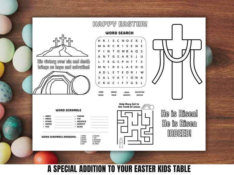 Easter Placemat Printables, Easter Printables Church, Easter Coloring ...