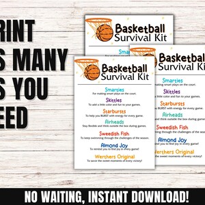 Basketball Survival Kit Gift Tags Printable High School Bball Gift ...