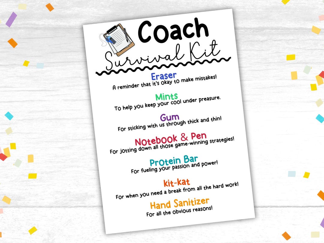 Coach Survival Kit Gift Tags Printable Coach Appreciation Treat Tags ...