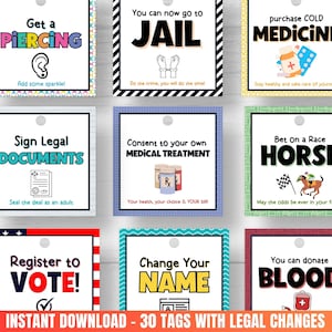 18th Birthday Gift Tag Set 18 Things You Can Do When You Are 18 Gift ...