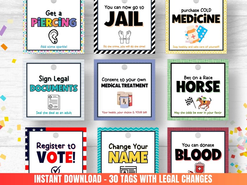 18th Birthday Gift Tag Set 18 Things You Can Do When You Are 18 Gift ...