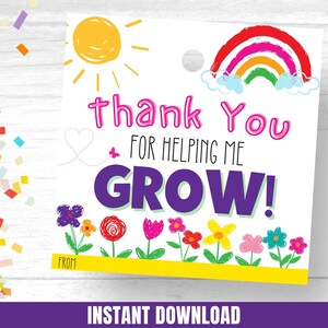 Flower Gift Tag Teacher Appreciation Thank You Tag Preschool Teacher ...