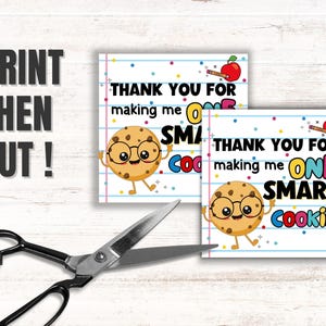 Teacher Cookie Tag One Smart Cookie Tag Teacher Appreciation Cookie ...