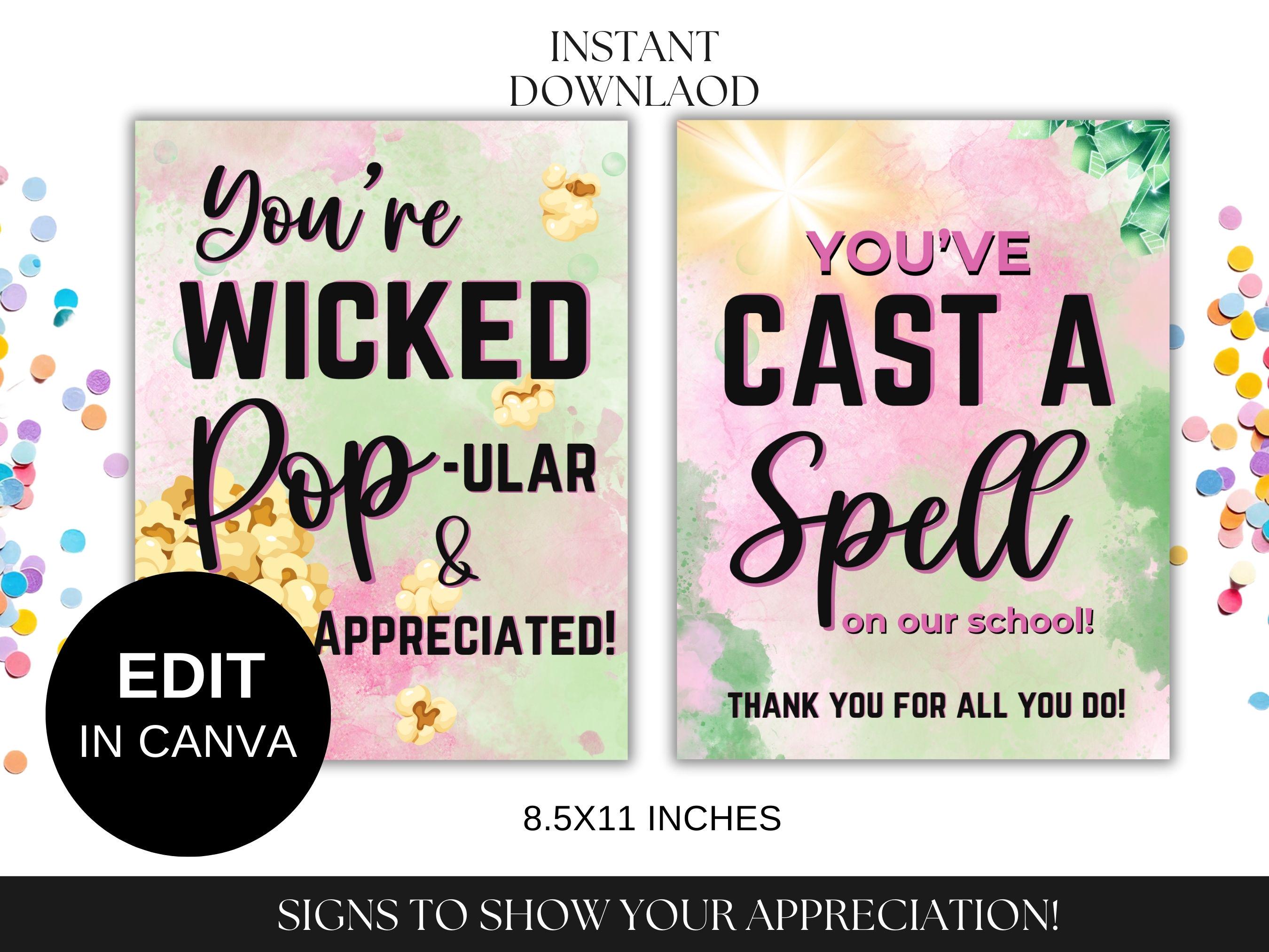 Wicked Teacher Appreciation Editable Sign Bundle Theme Ideas Weekly ...