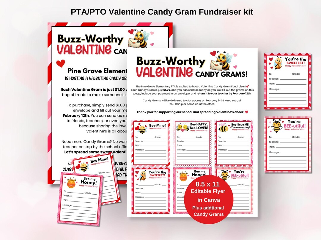 Candy Gram Template for Valentine's Day Editable, Valentine Candy Gram ...